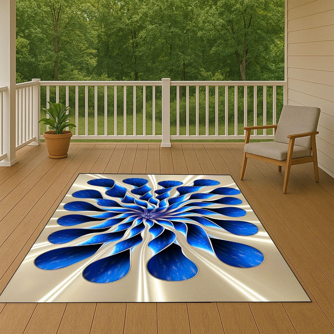 Blue Spiral Rug: Modern Optical Illusion, Futuristic Art - Etsy
