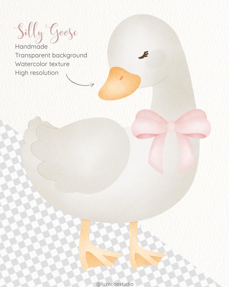 Silly Goose Pink Clipart - Cute Goose, Spring Vintage Cottagecore ...