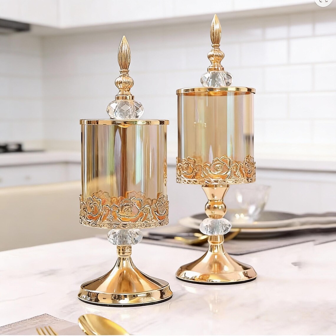 Light Luxury Crystal Glass Storage Jar With Lid – Elegant Candy Jar ...