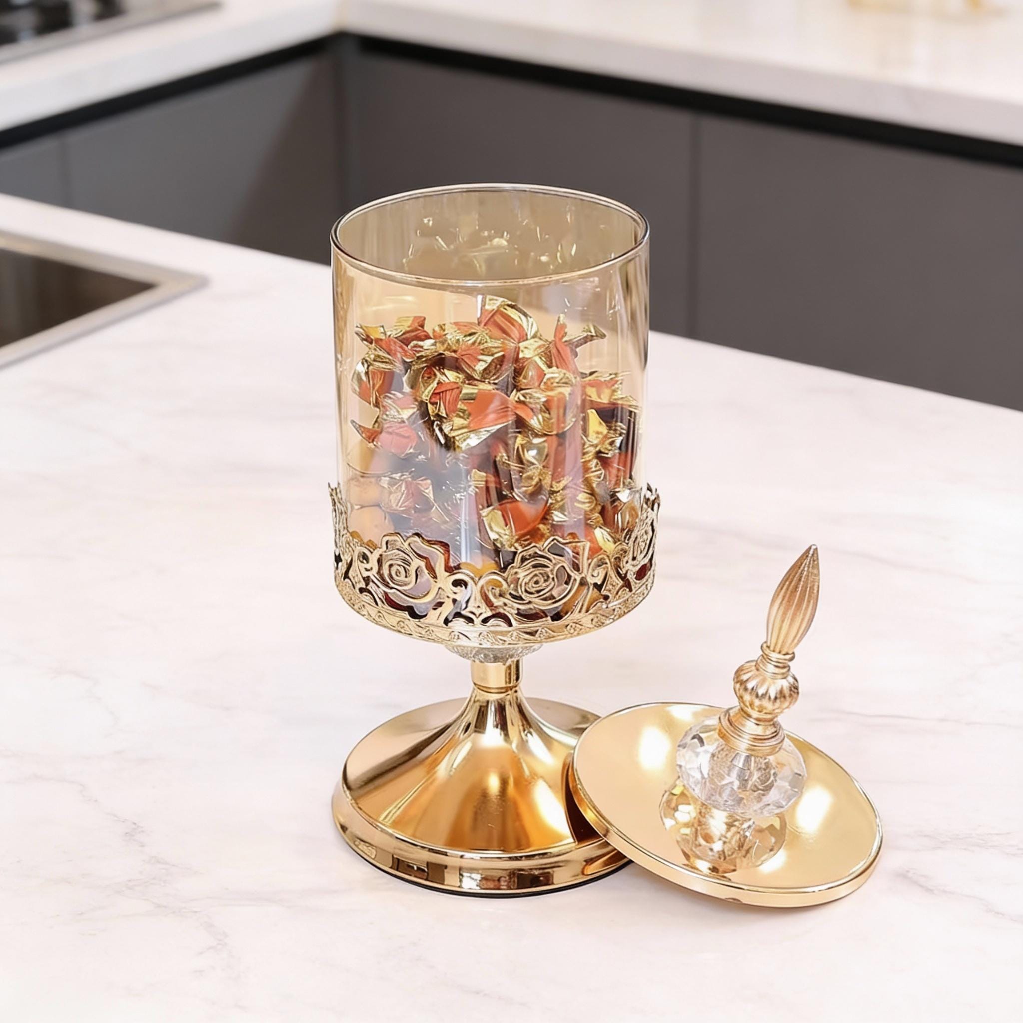 Light Luxury Crystal Glass Storage Jar With Lid – Elegant Candy Jar ...