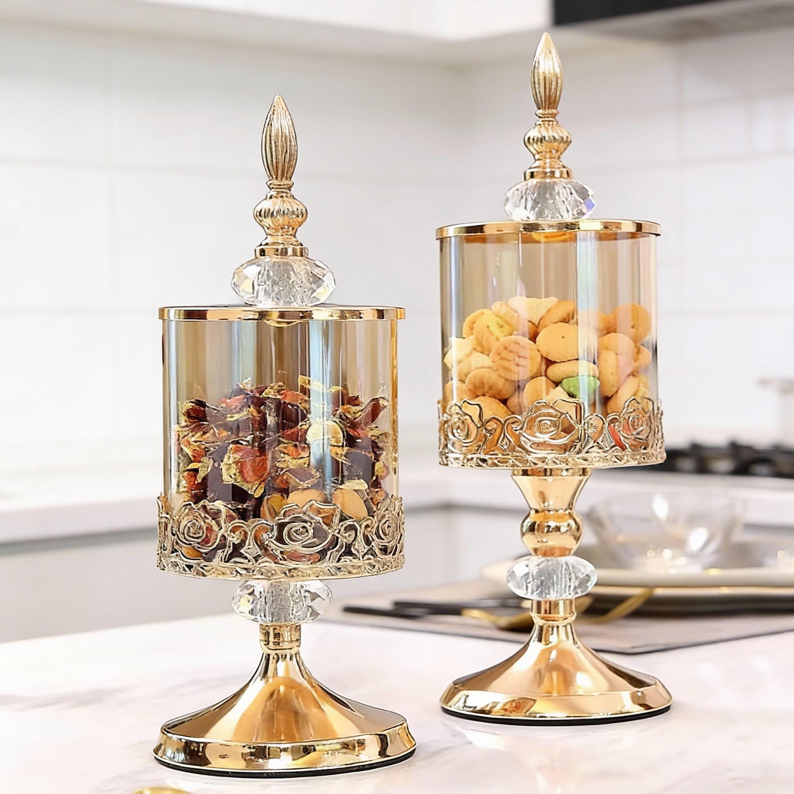 Light Luxury Crystal Glass Storage Jar With Lid – Elegant Candy Jar ...