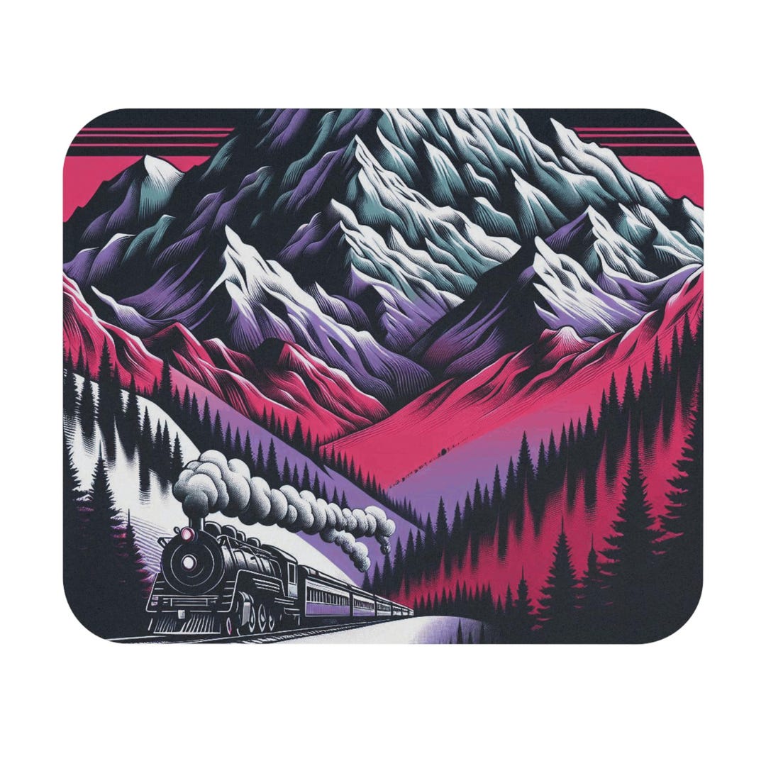 Mouse Pad (rectangle) Train in Gradient Mountainous Style Print Design ...