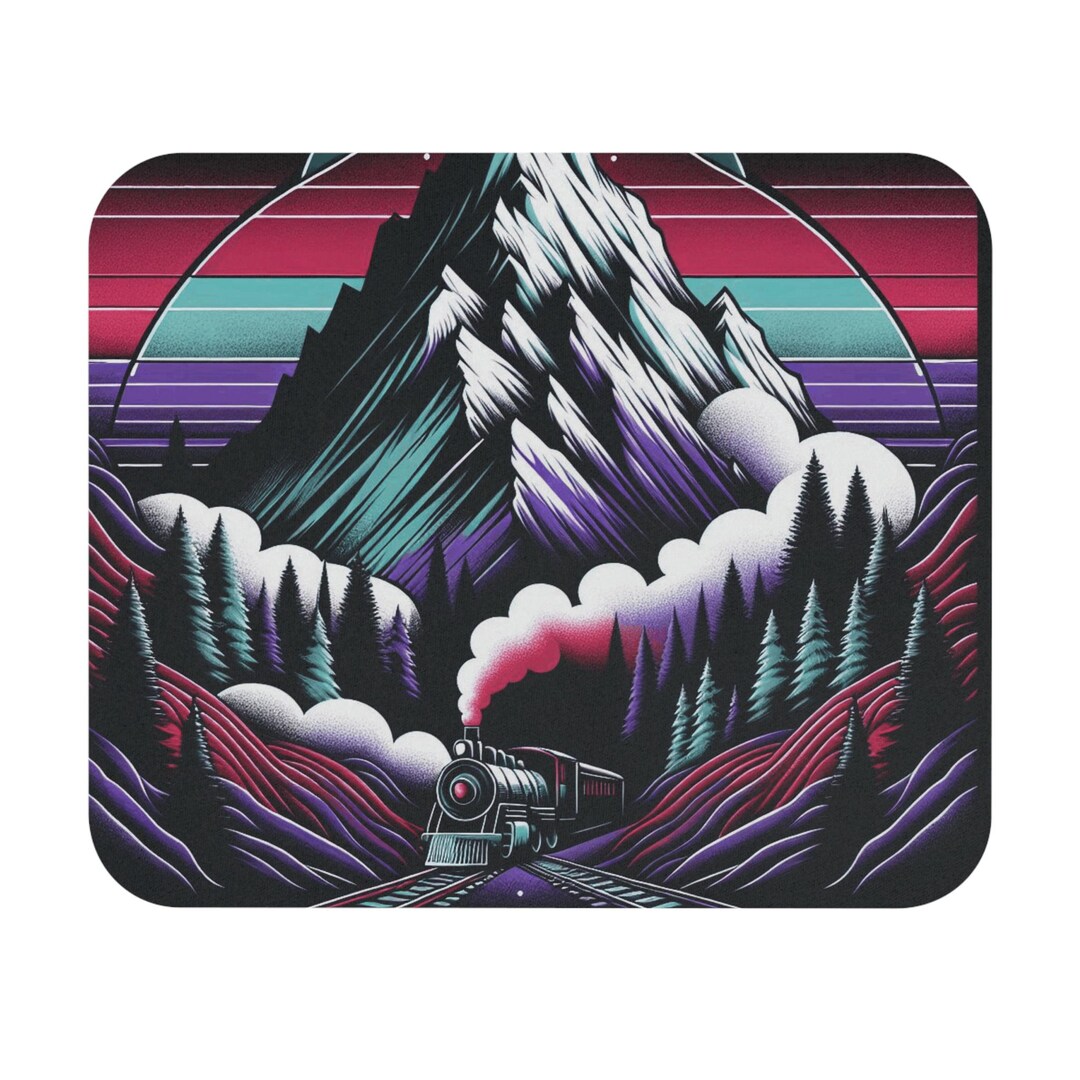 Mouse Pad (rectangle) Train in Gradient Mountainous Style Print Design ...
