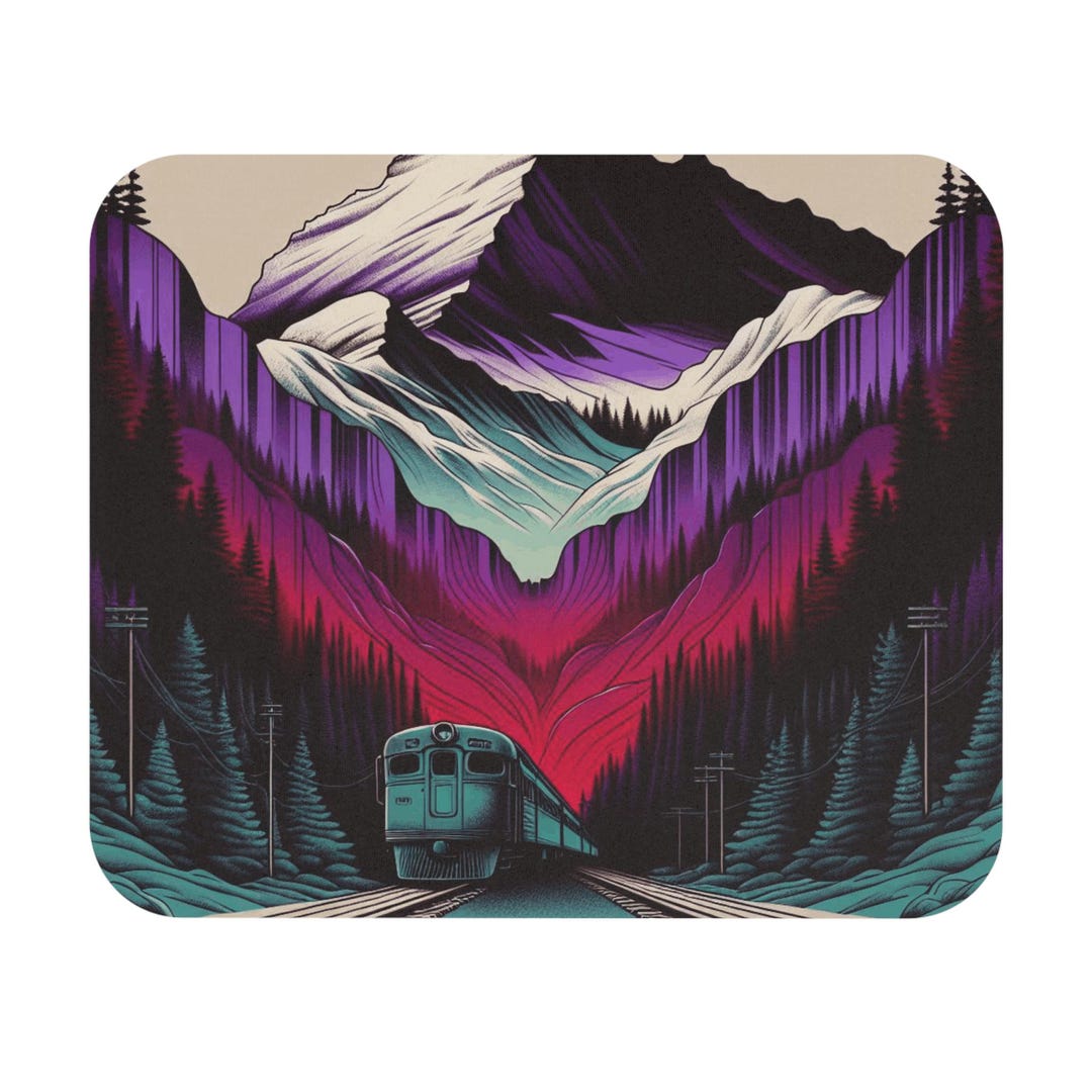 Mouse Pad (rectangle) Train in Gradient Mountainous Style Print Design ...