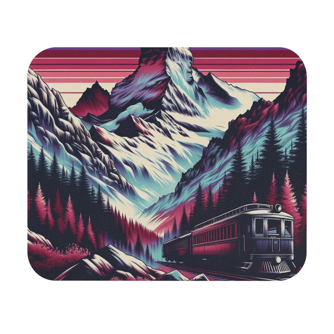 Mouse Pad (rectangle) Train in Gradient Mountainous Style Print Design ...