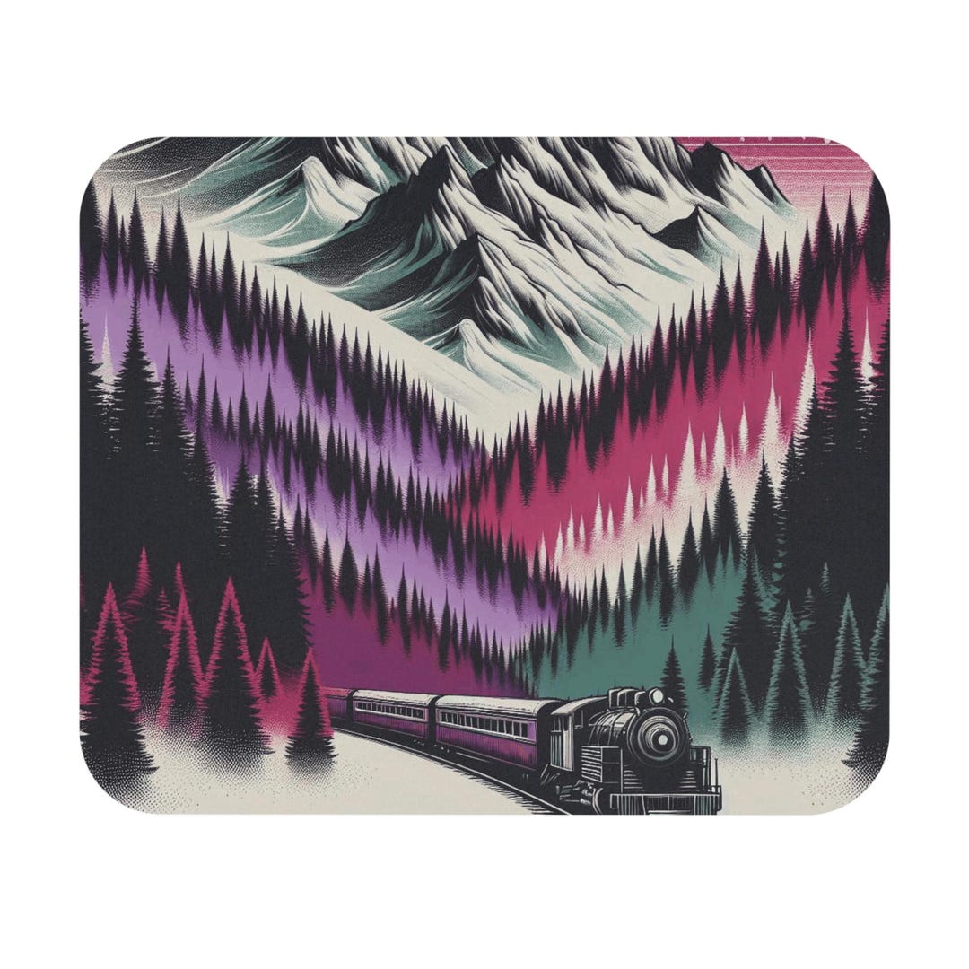 Mouse Pad (rectangle) Train in Gradient Mountainous Style Print Design ...