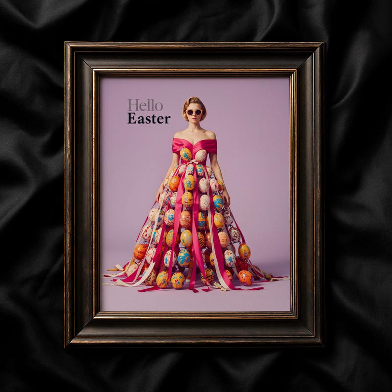 Fashion Easter Egg Dress Poster, Pastel Glam Spring Holiday Art ...
