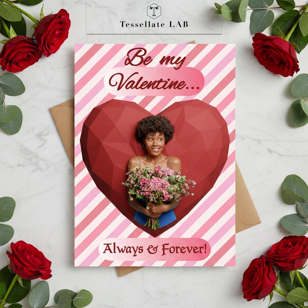 Custom Digital Valentines Day Card Personalized Portrait Heart Be My ...