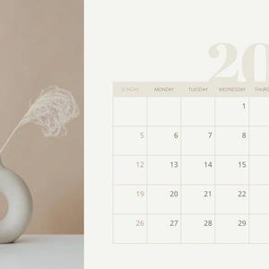 Creamy Beige 2026 Calendar - Etsy