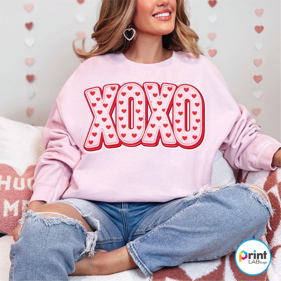 XOXO Valentines Png, Preppy XOXO Valentine Png, Retro Valentine XOXO ...