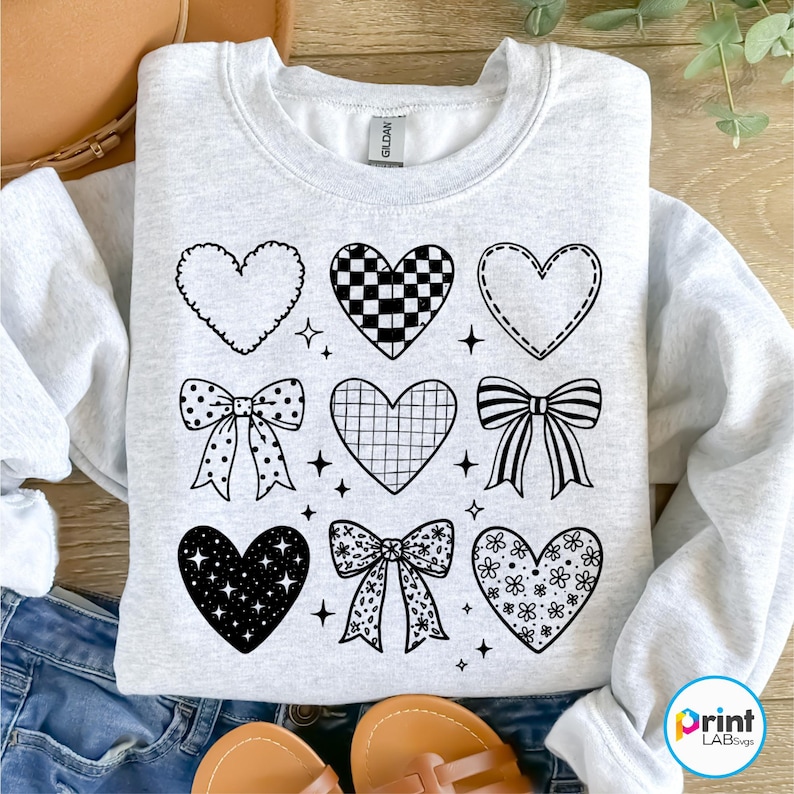 Valentine Heart & Bow Clipart PNG SVG – Coquette Digital Design - Etsy