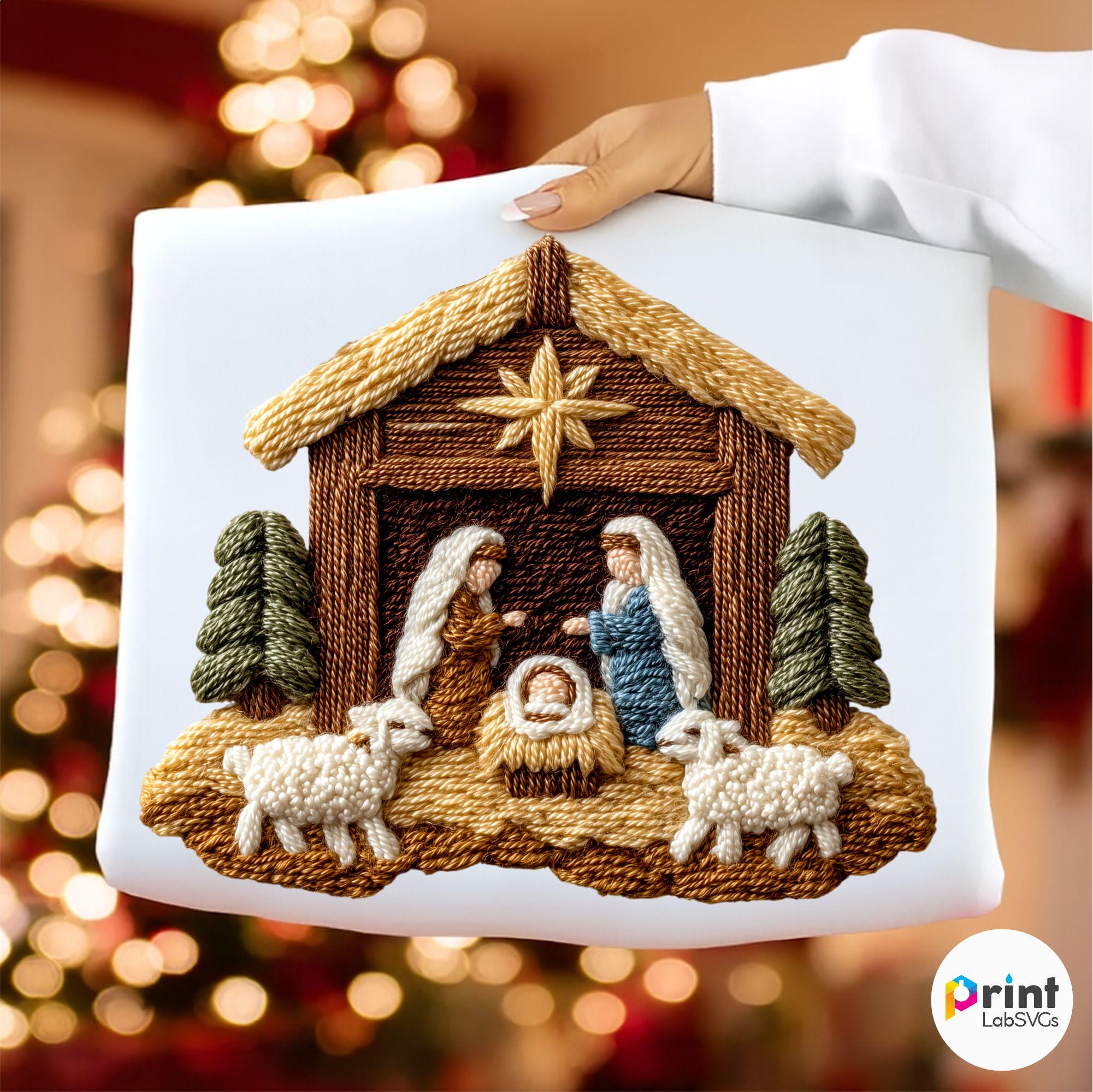 Yarn Crochet Nativity Scene PNG: Christmas Jesus Design (digital ...