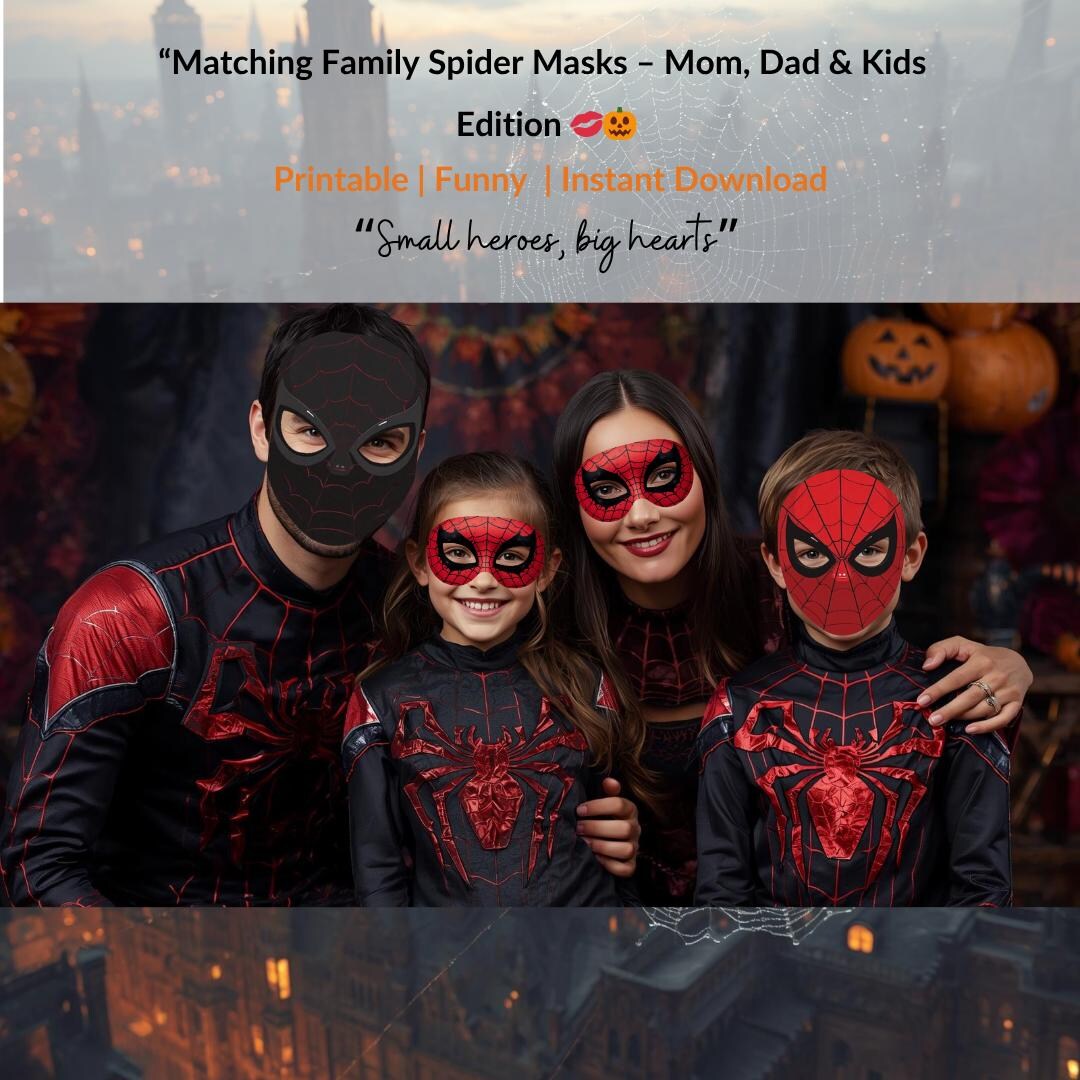 Family Spider, Hero Masks Set, Spider Mom, Spider Dad, Spider Kids ...