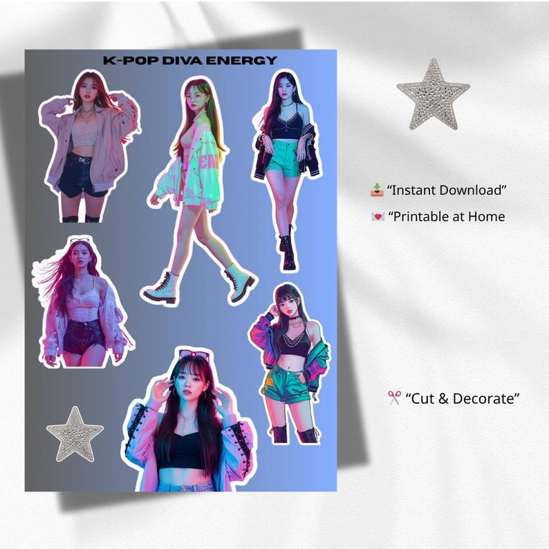 K-pop Idols Sticker Pack – Trendy Korean Kpop Inspiration for Decor ...