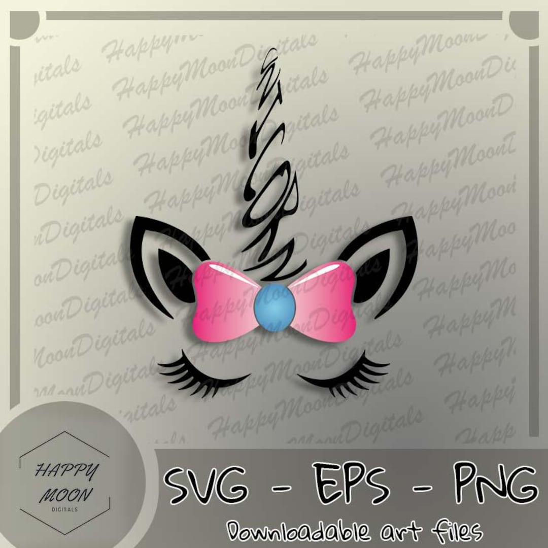 Unicorn Face Svg, Pink Bow Unicorn Png, Birthday Girl Cut File, Magic ...