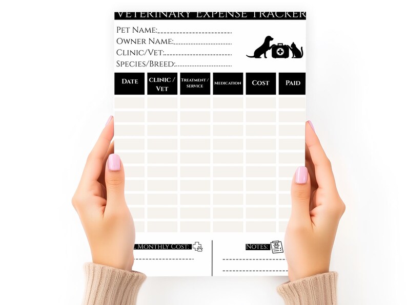 Veterinary Expense Tracker – Pet Care Budget Planner, Printable PDF ...