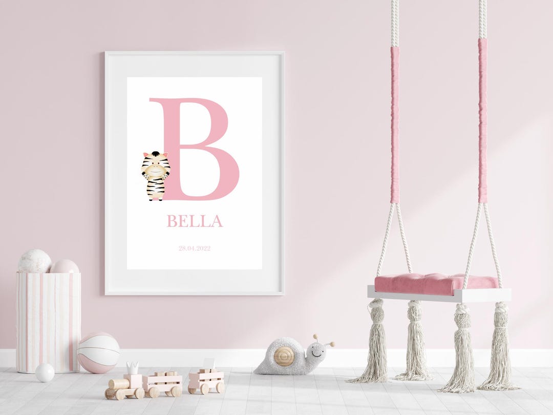 Custom Alphabet Name Poster – Animal Letter Nursery Print, Personalized ...