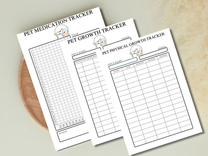 Pet Health Tracker Bundle – Printable Dog & Cat Care Planner for Weight ...