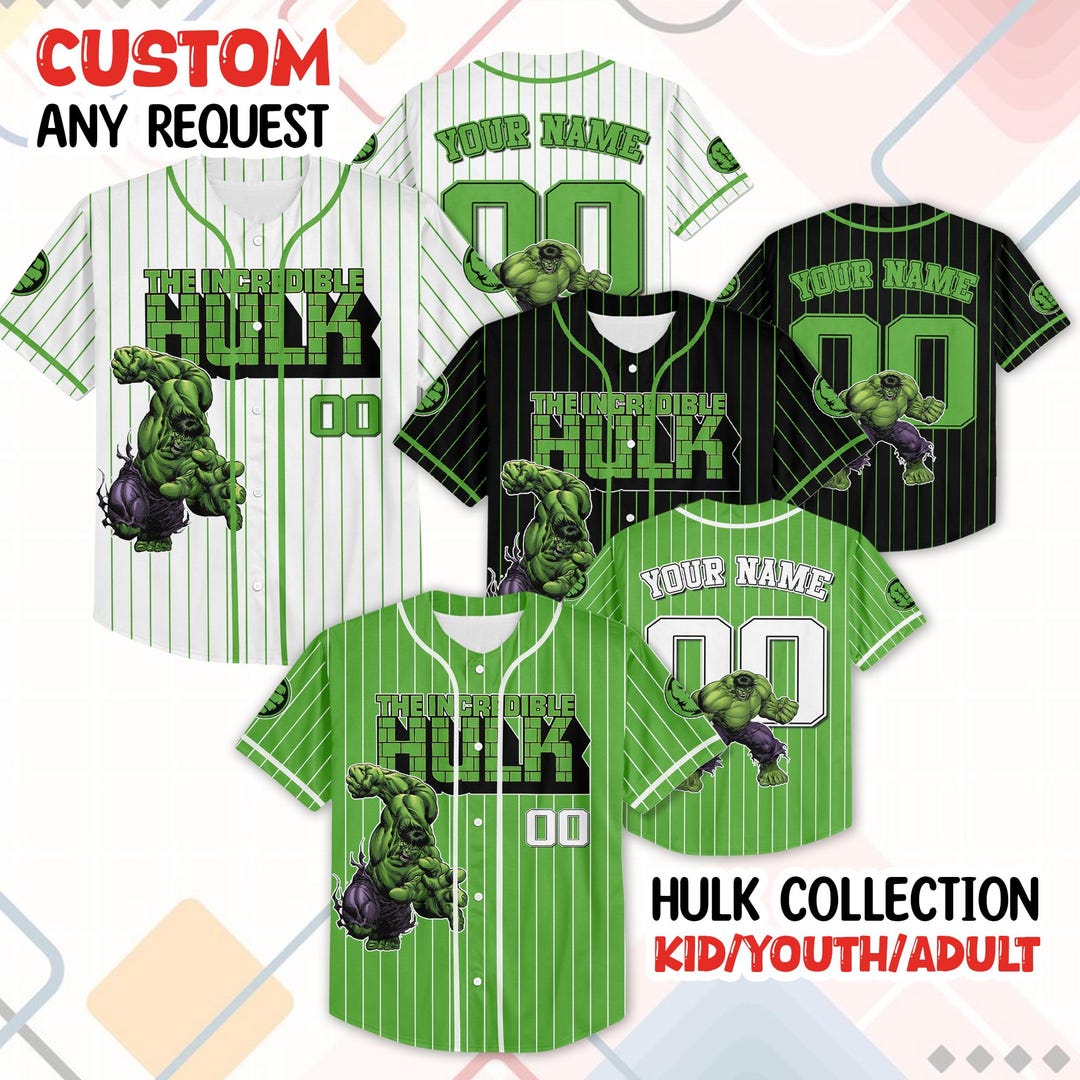 Personalized the Hulk Baseball Jersey, Custom Disney the Hulk Baseball ...