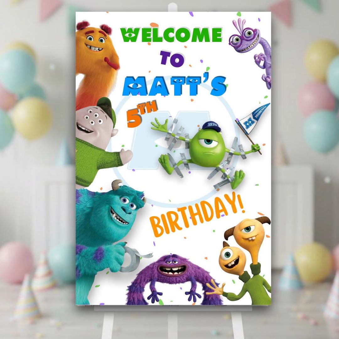 Digital Birthday Welcome Sign | Monsters Inc. Digital Welcome Sign ...