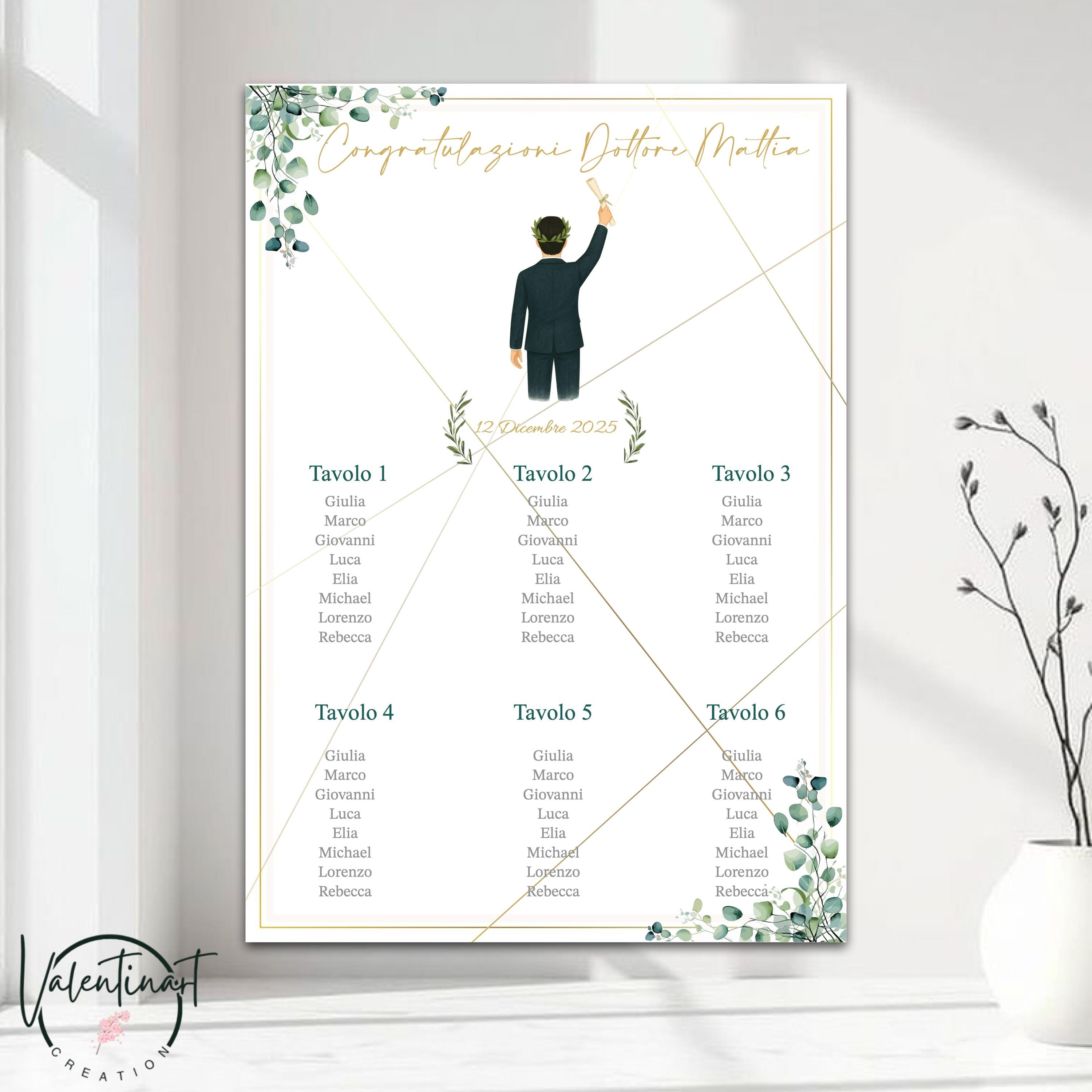 GRADUATION TABLEAU Seating Chart GOLD Style - 3 Different Themes ...