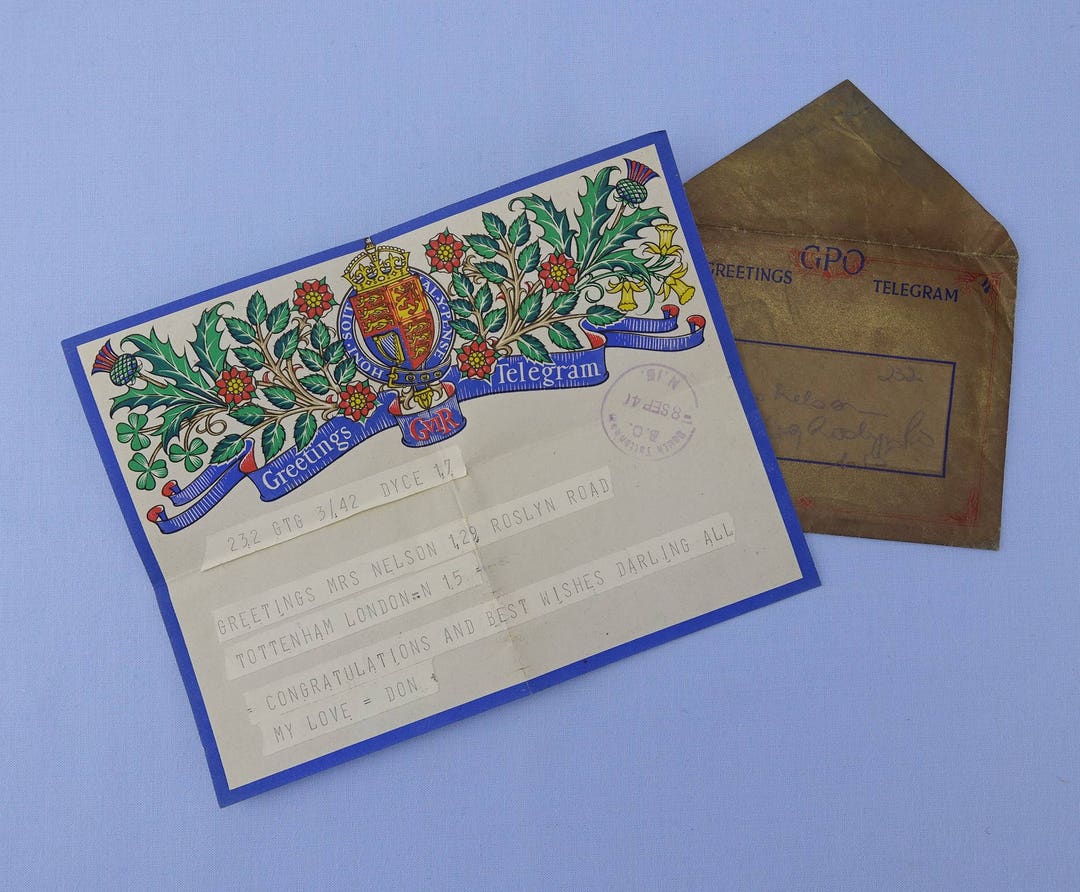 Vintage 1940 GPO Greetings Telegram - Etsy