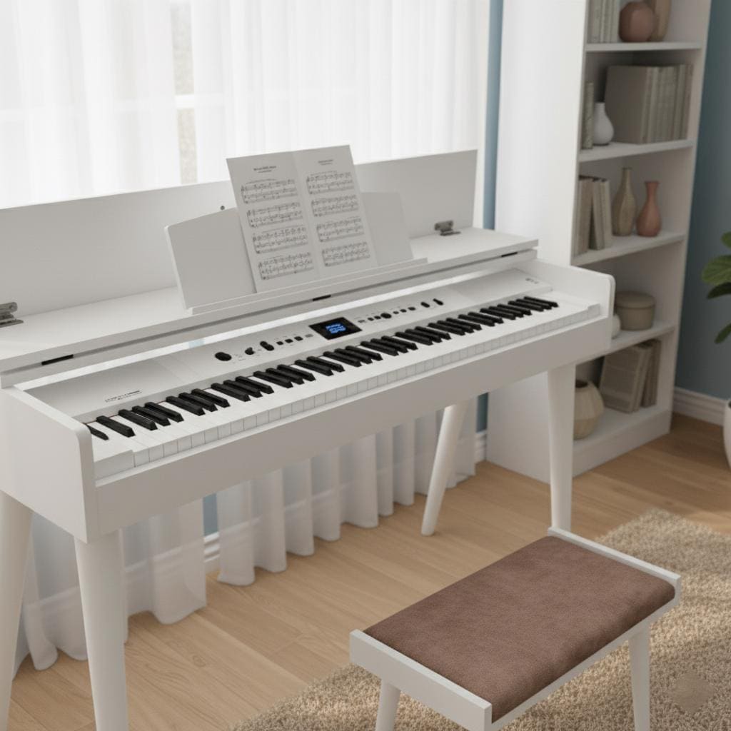 Minimalist Mid-century Digital Piano Table – Wooden Keyboard Stand for ...