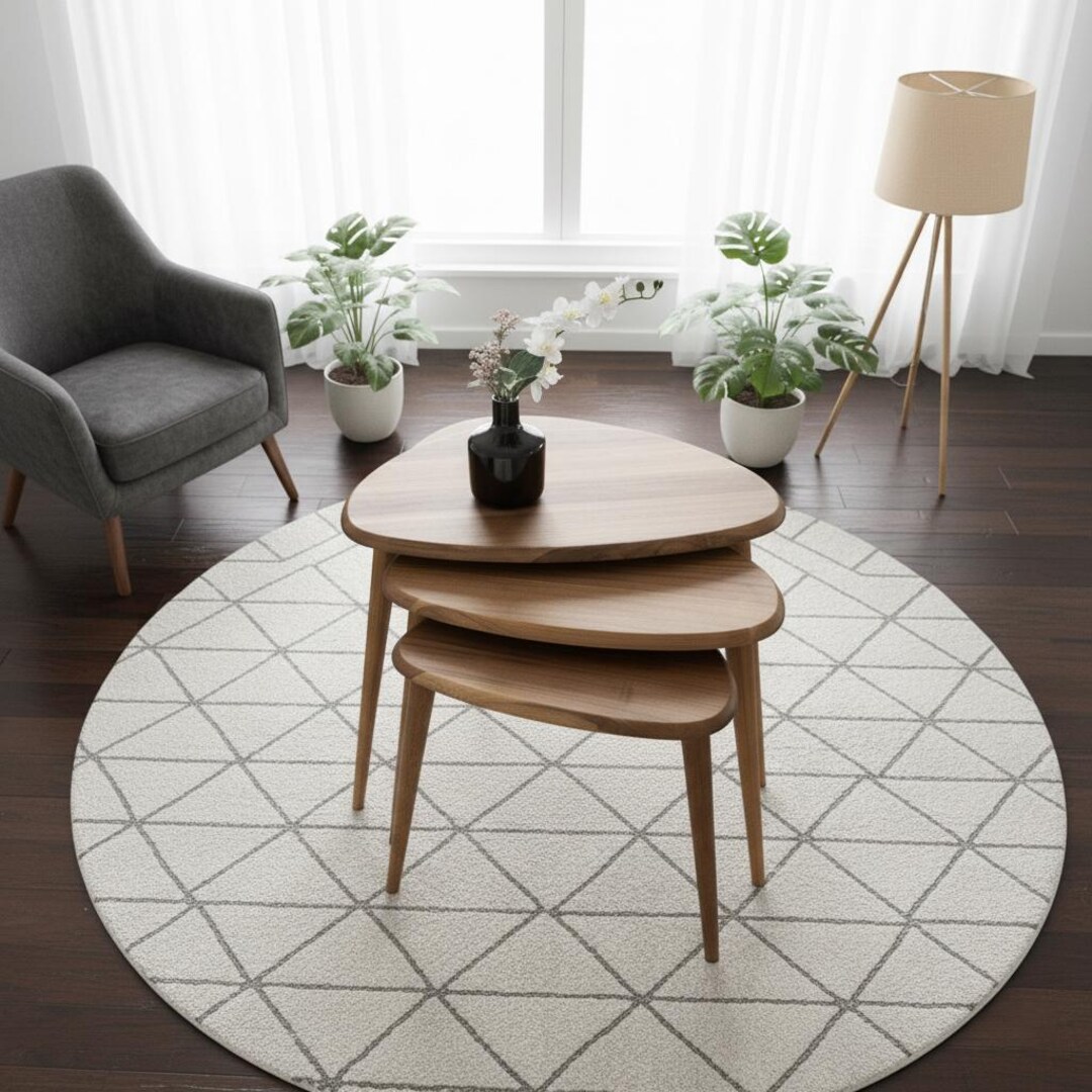 Solid Wood Nesting Coffee Table Set - Mid-century Modern Side Tables ...