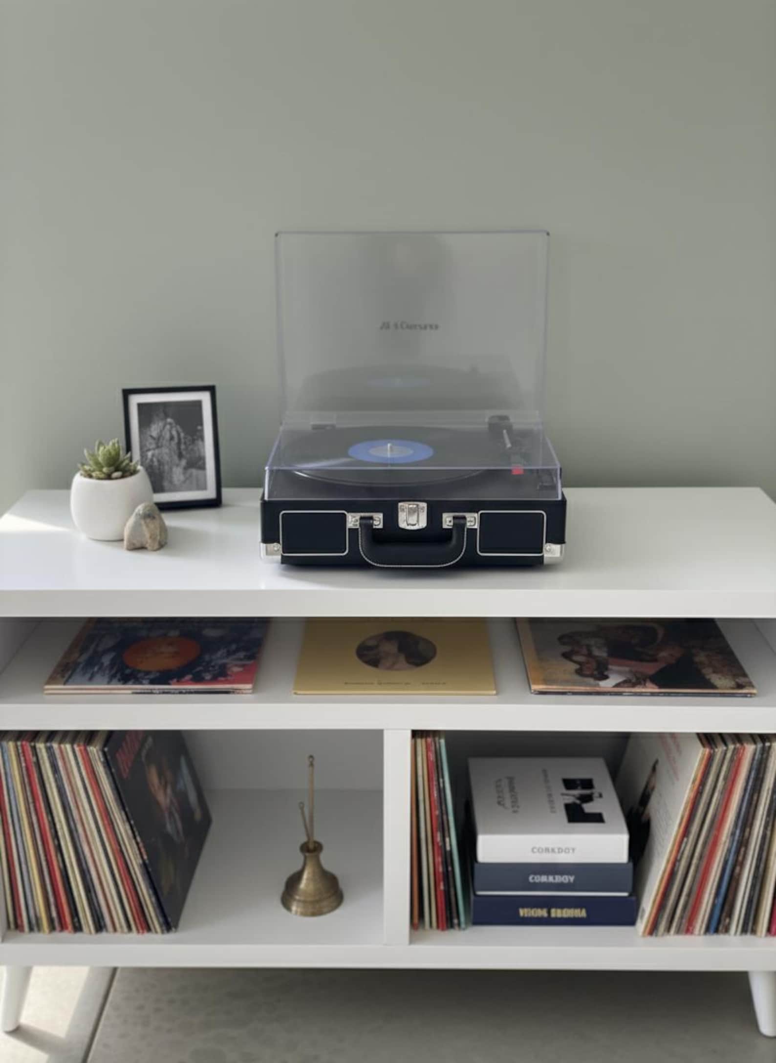 Mid Century Modern Record Player Stand With Vinyl Storage | Walnut ...