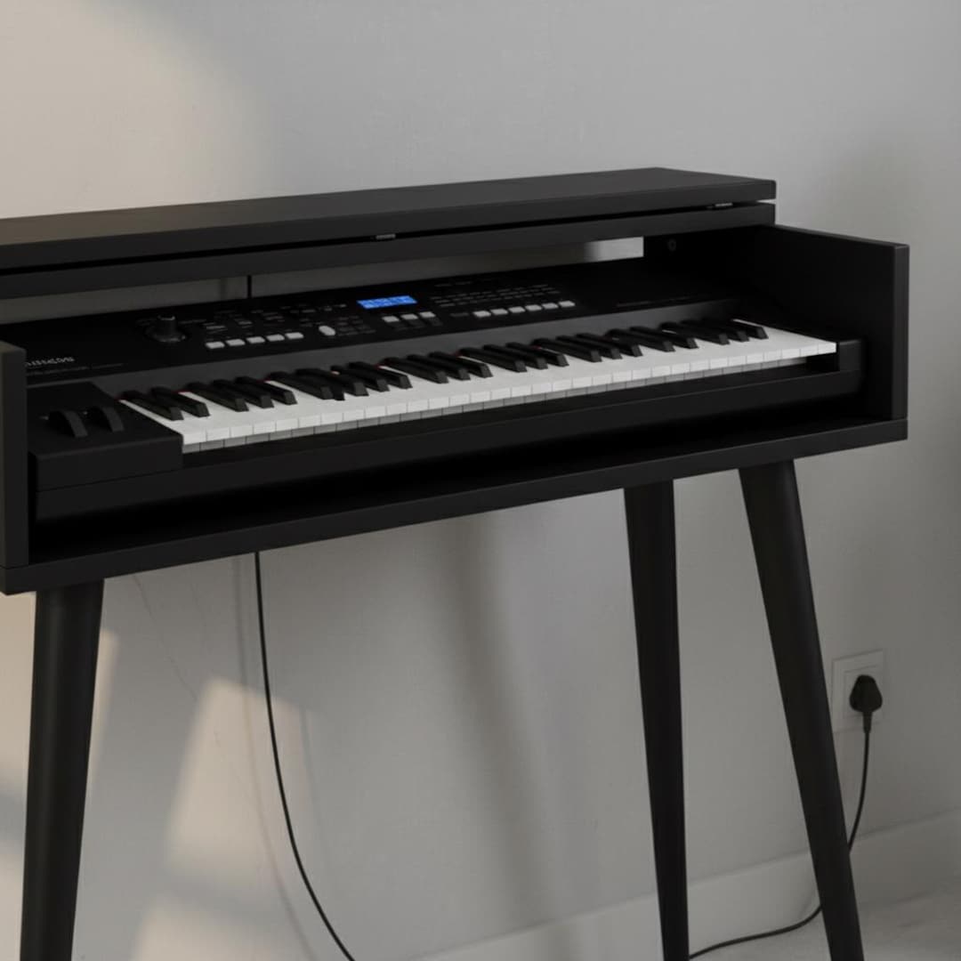 Mid-century Modern Piano Stand – Mdf Wood Keyboard Table, Minimalist ...