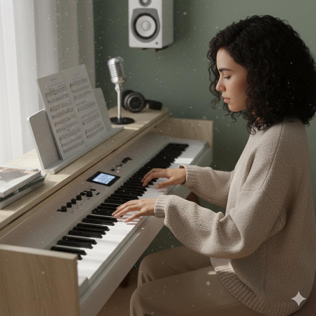 Mid-century Modern Piano Stand – Mdf Wood Keyboard Table, Minimalist ...