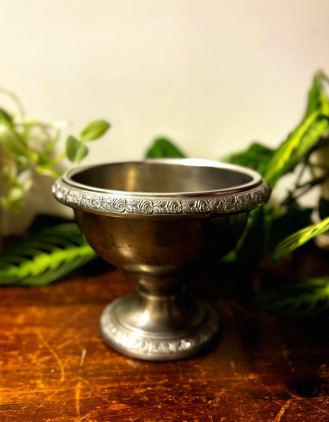 Vintage Preisner Pewter Small Art Nouveau Footed Pedestal Dish With ...