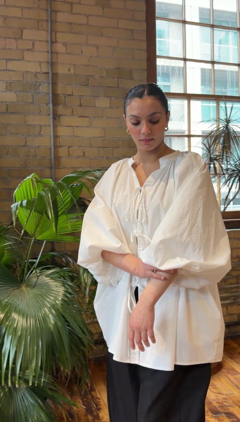 Cumulus Blouse PDF Sewing Pattern & Tutorial | Airy Flowy V-neck Tie ...