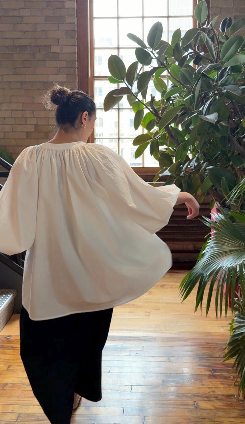 Cumulus Blouse PDF Sewing Pattern & Tutorial | Airy Flowy V-neck Tie ...