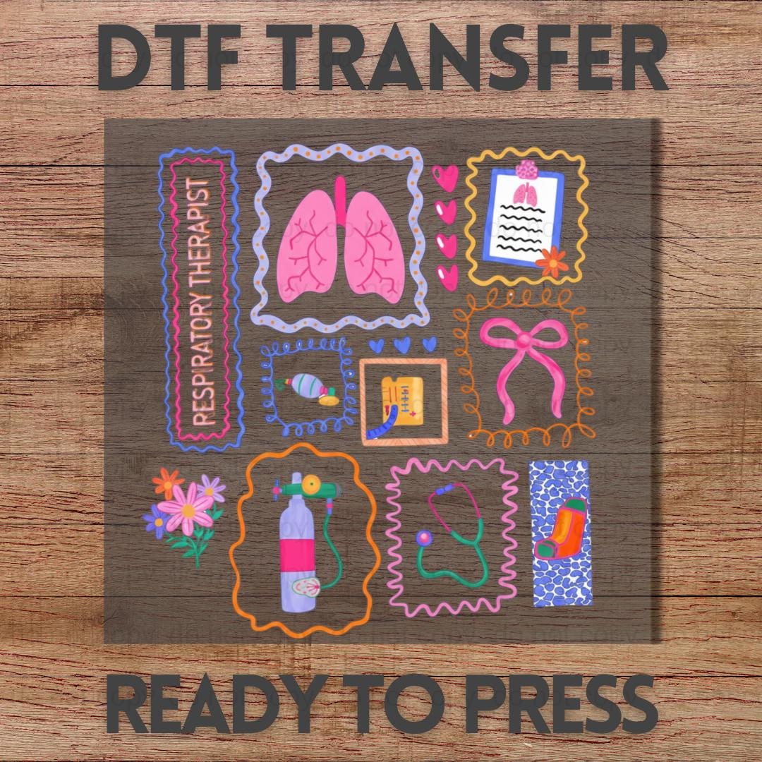 Respiratory Therapist DTF Transfer, Cute RT Medical Design, Healthcare ...