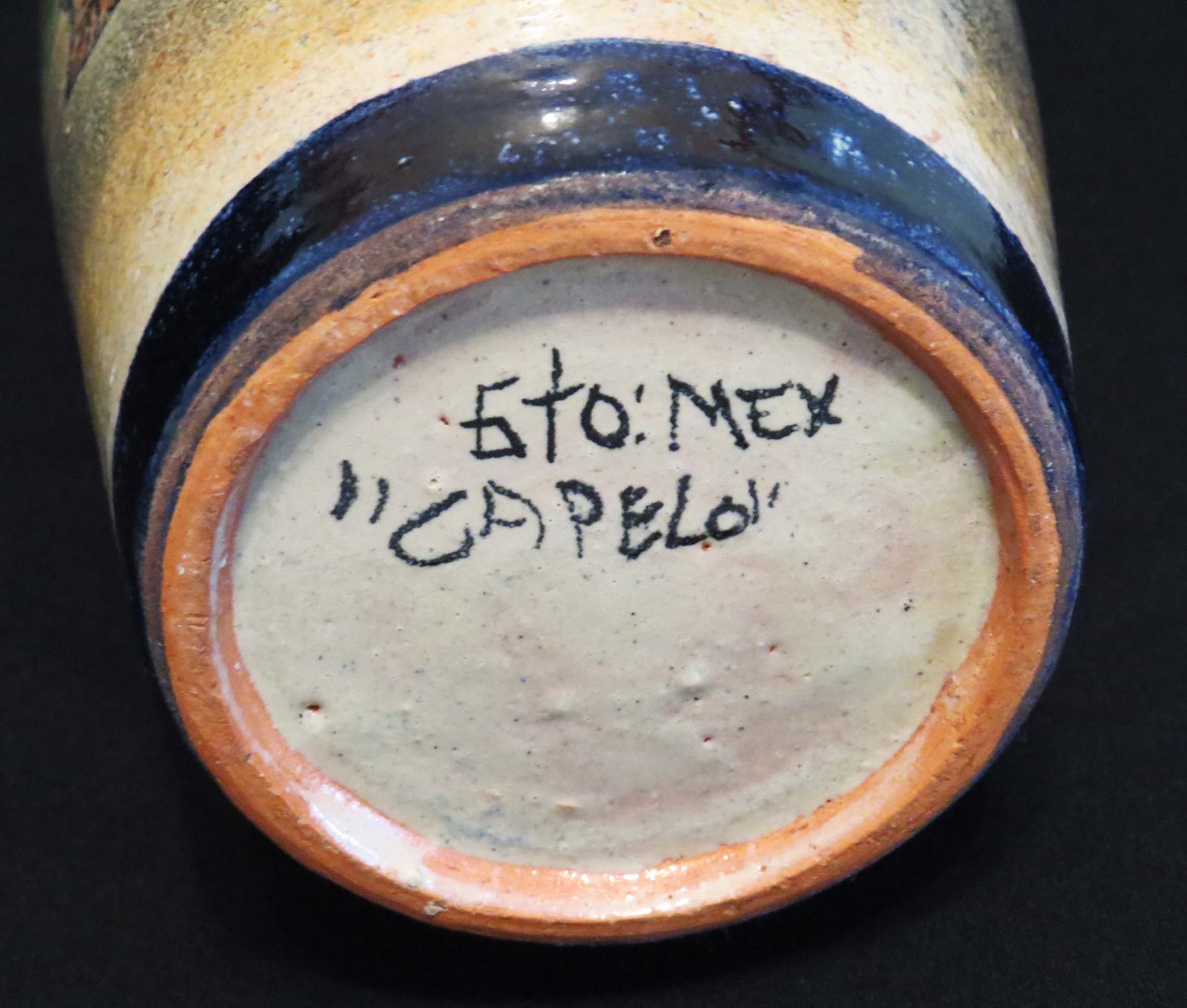 CAPELO STUDIO Mexican Majolica Pottery Jug: Floral Vase, 12" Rustic ...