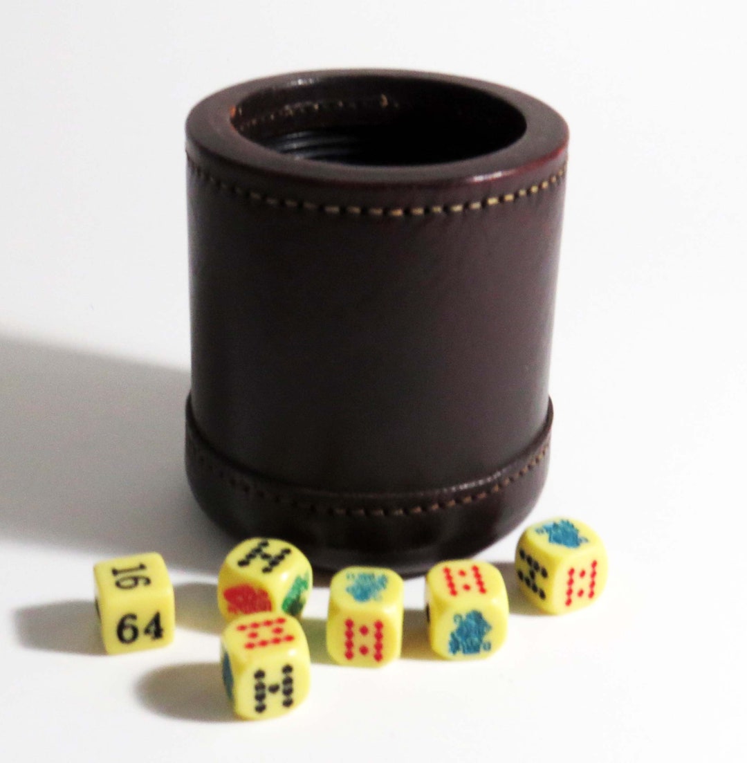 Vintage LEATHER LIAR'S DICE Cup With Bakelite Poker Dice - Cup Has ...