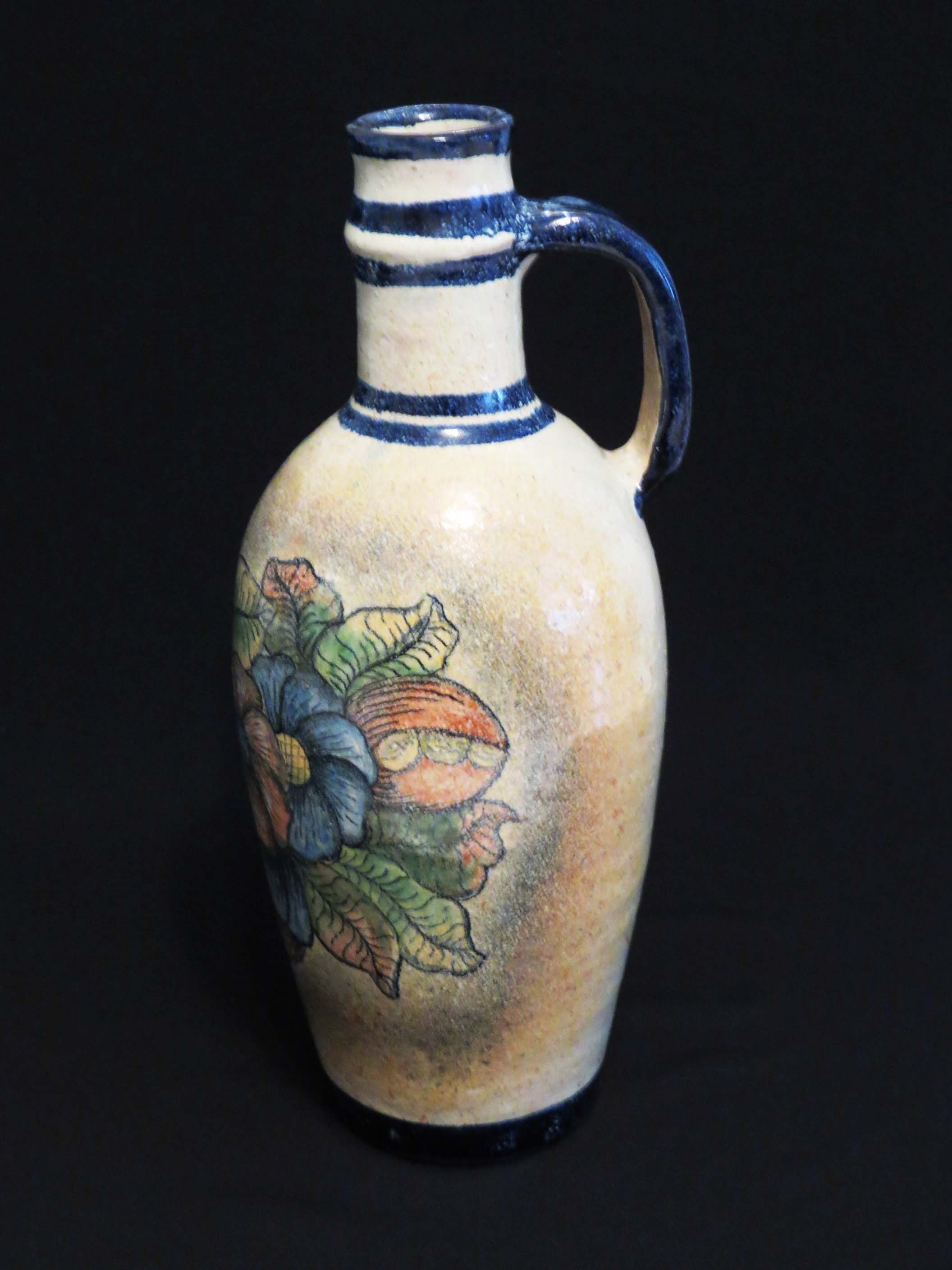 CAPELO STUDIO Mexican Majolica Pottery Jug: Floral Vase, 12" Rustic ...
