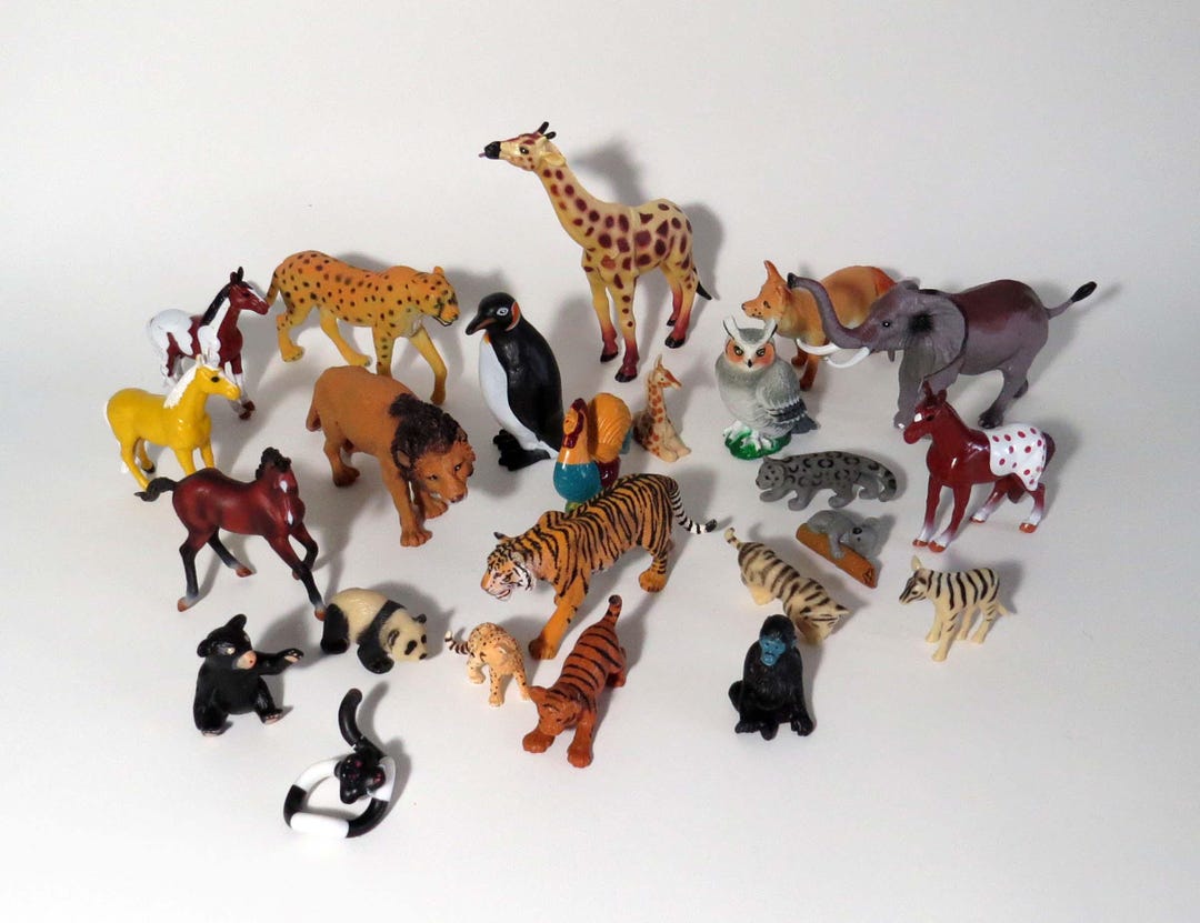 Vtg Plastic SAFARI JUNGLE/FARM Animal Figure Set of 24 Animals With ...