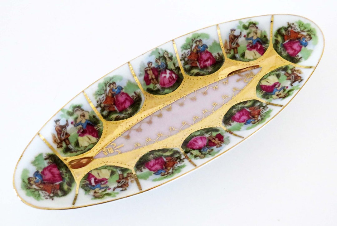 Antique 10 Royal Vienna BEEHIVE Porcelain Celery Tray W FRAGONARD love ...