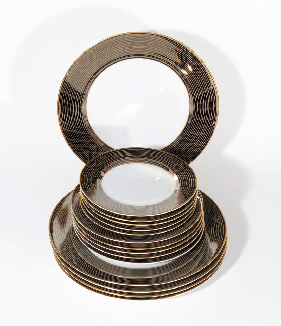 Fitz & Floyd "les Bandes Platines" Platinum Bands, With Gold Inner Ring ...