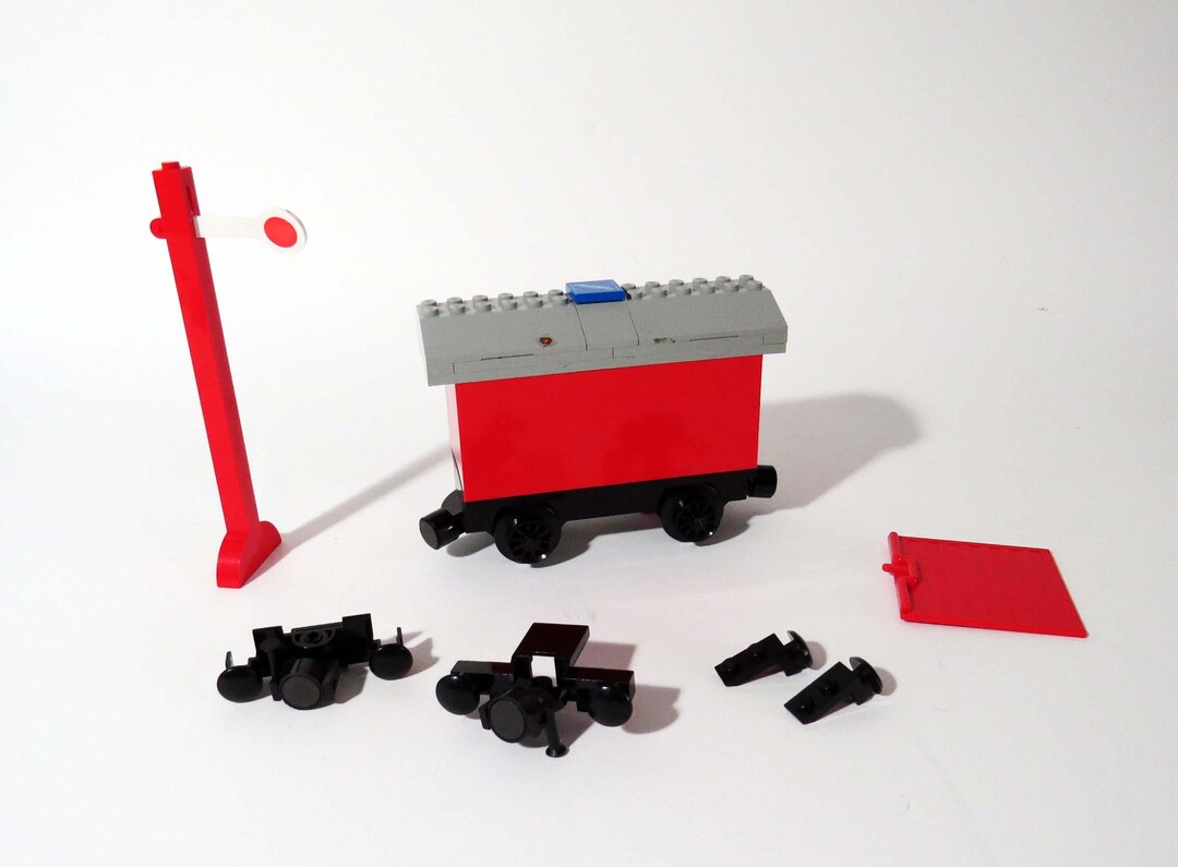 Vtg 1980's LEGO Steam Cargo Train Red Battery Box Car Trailer W ...