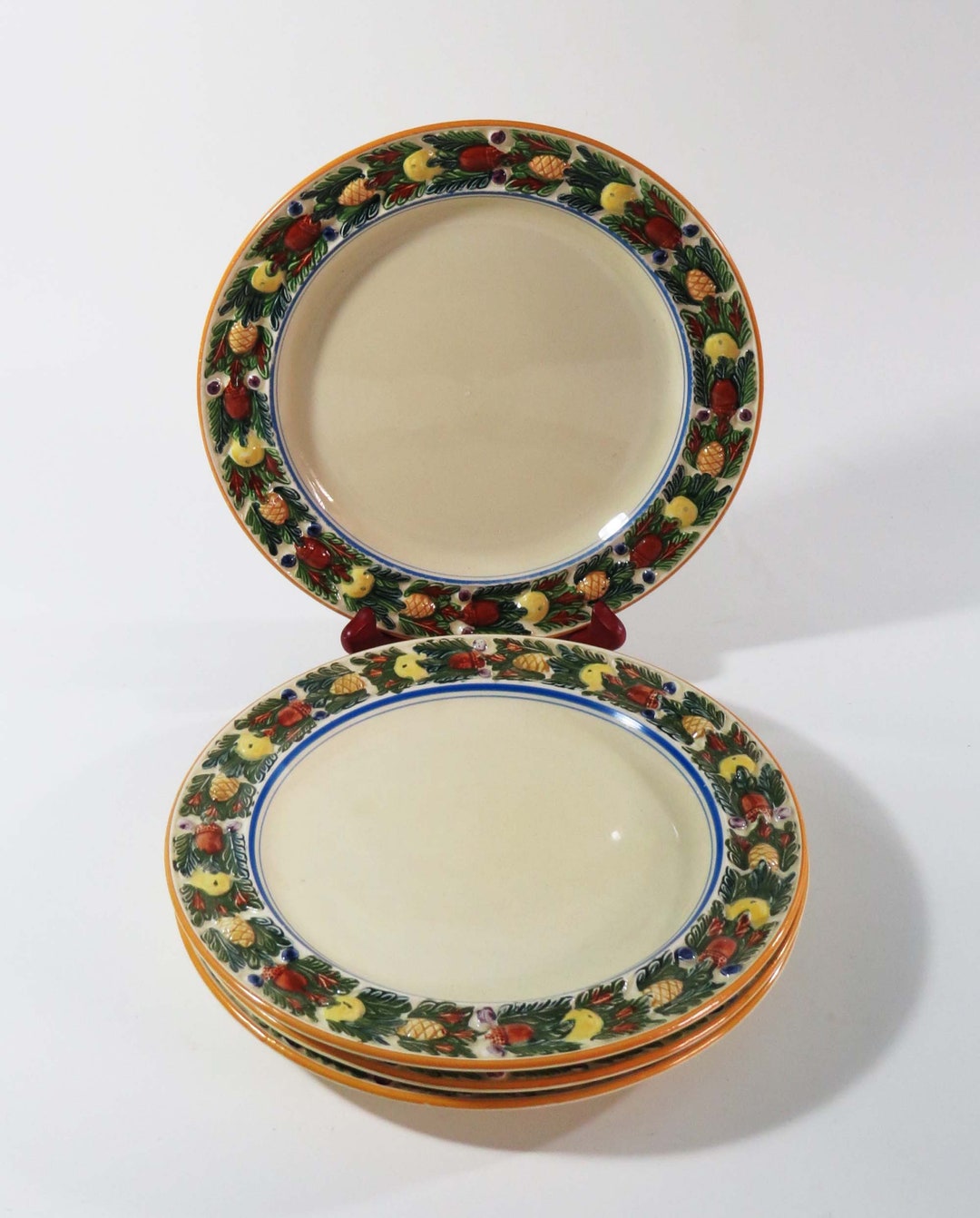 SALE Vintage ADAMS Titian Ware W Della Robia Multicolor Rim 10 Dinner ...