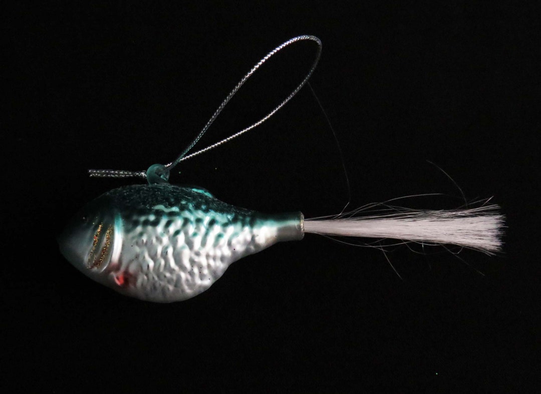 Vintage 5" Turquoise Blue KOI GLASS FISH Ornament With Glitteraccents ...