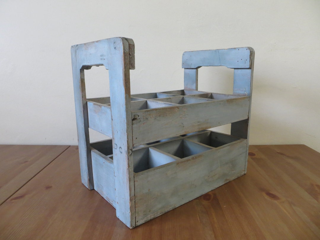 Vintage Blue Milk Bottle Carrier Crate / MM - Etsy
