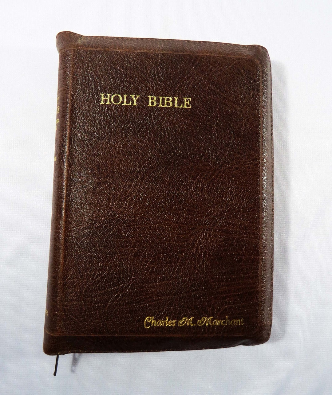 Vintage Leather CAMBRIDGE HOLY BIBLE With Zipper Case Bible W Red Words ...