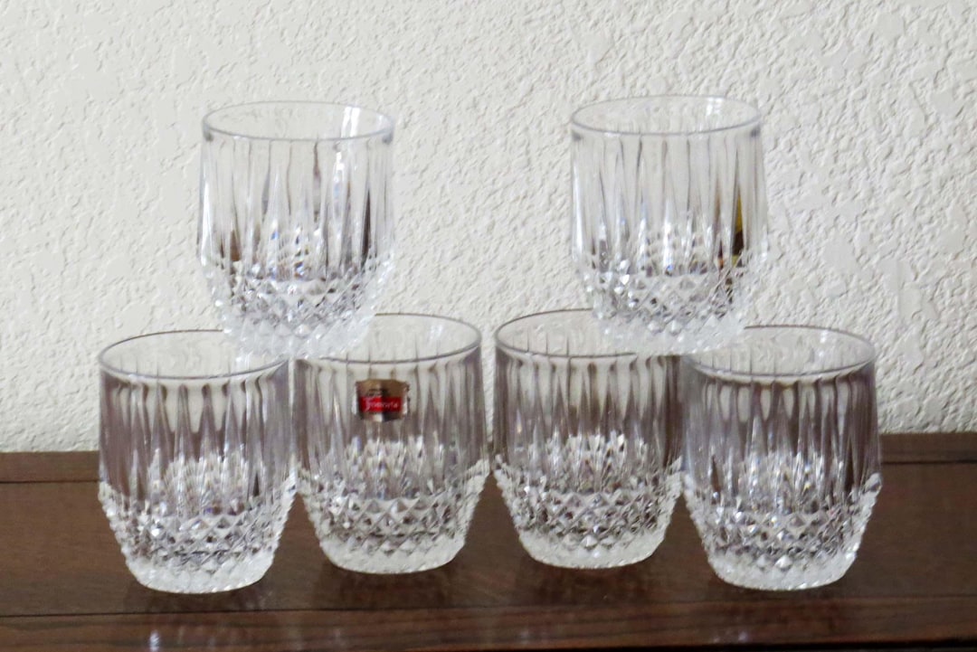 Vintage Fostoria Stratton Lead Crystal Double Old Fashion Glasses - Set ...
