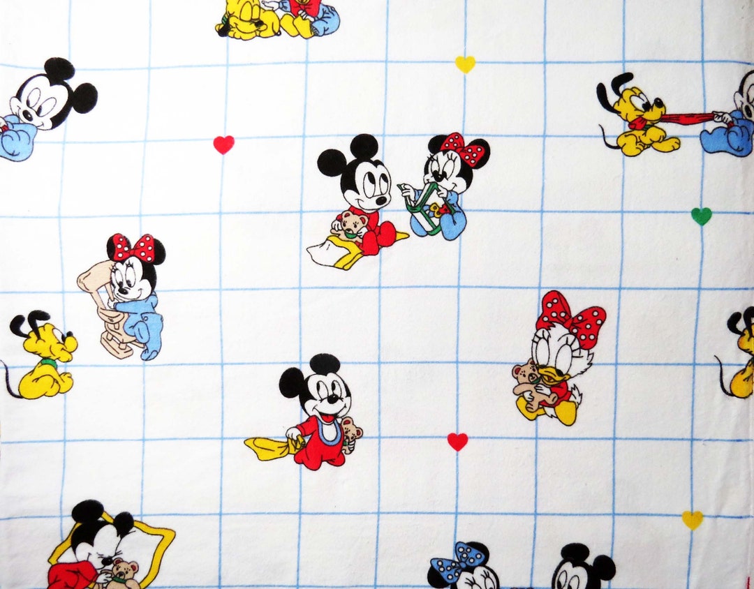 Rare Vintage WALT DISNEY BABIES Flannel Fabric 1984 Fabric From Walt ...