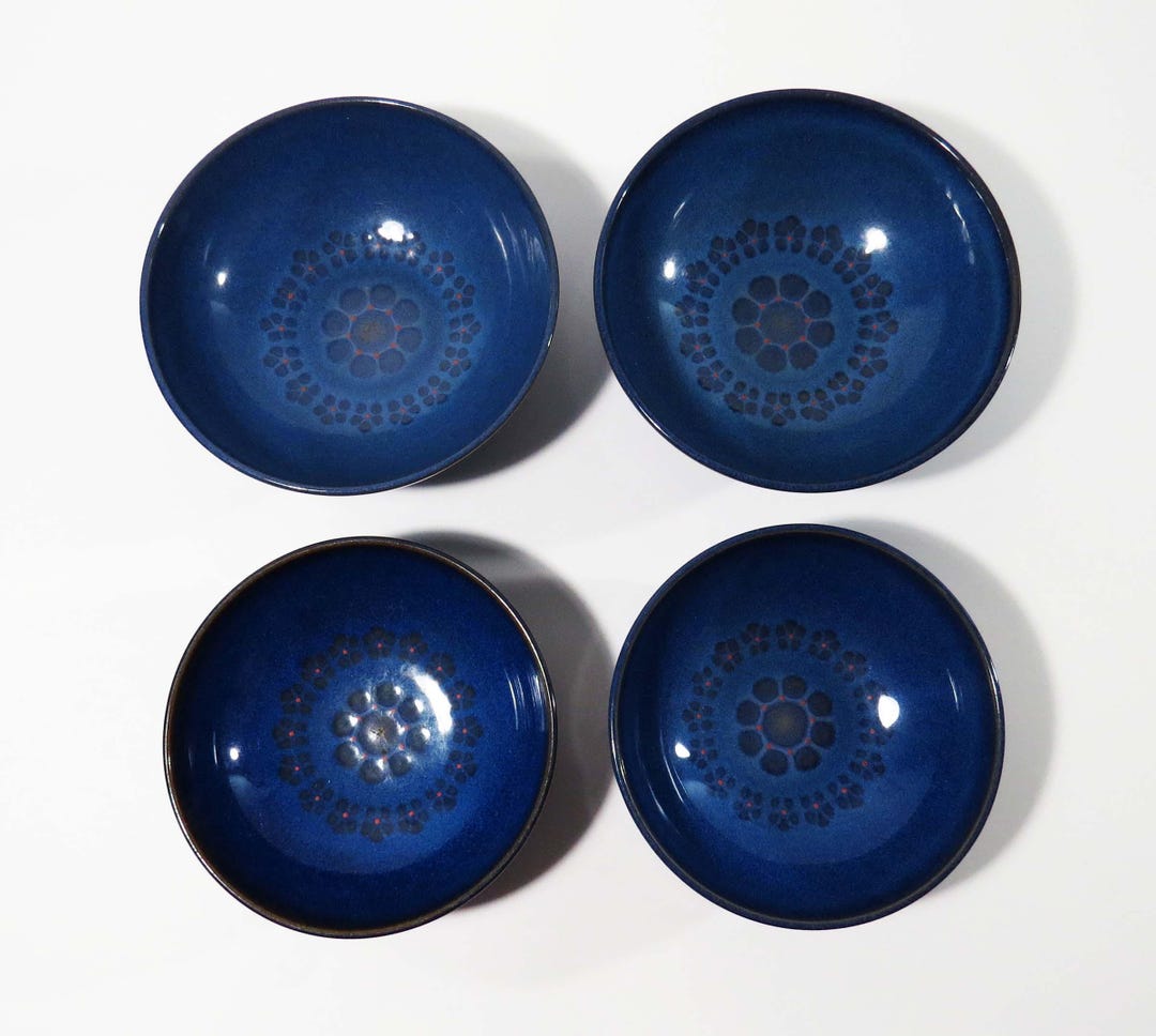 Vintage Denby-langley Midnight Blue Stoneware Bowls - Set of 4 - Etsy