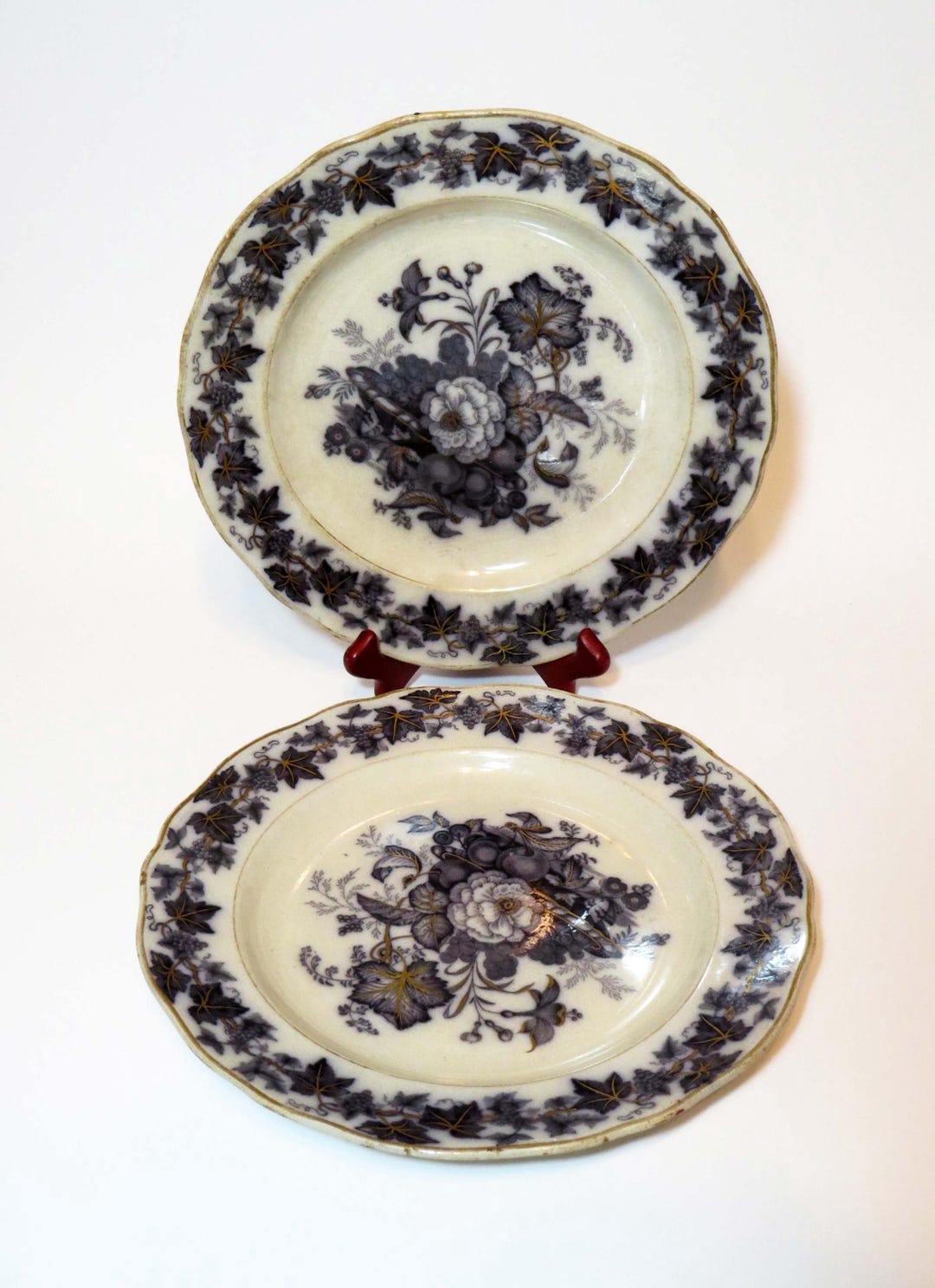 Antique Flow-black Transferware Dinner Plates – TJ & J Mayer, 1851 ...